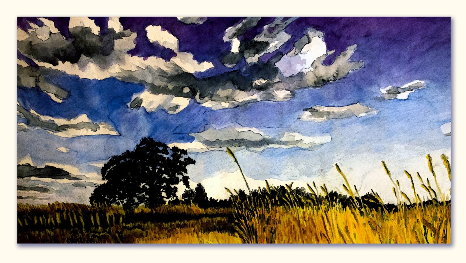 gallery St Clair: ORIGINAL Watercolor Painting "Wind on Grass" by Shel ...