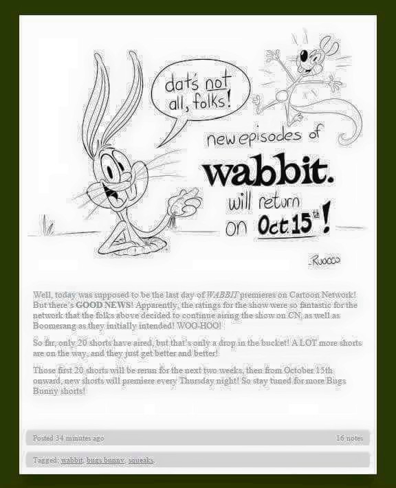 The Delbert Cartoon Report: Wabbit ratings success on Cartoon Network