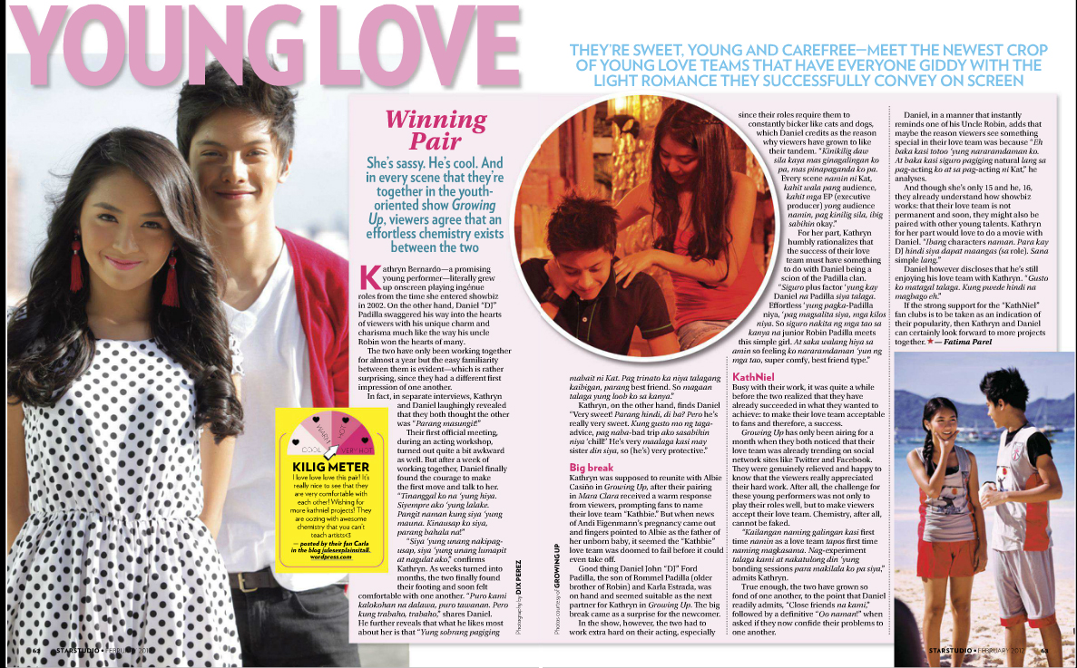 WELCOME KATHNIEL SPIKERS!: KathNiel for Star Studio Magazine (February ...