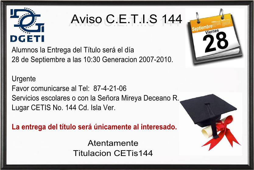 Servicio, Practicas y Titulacion C.E.T.I.S No144