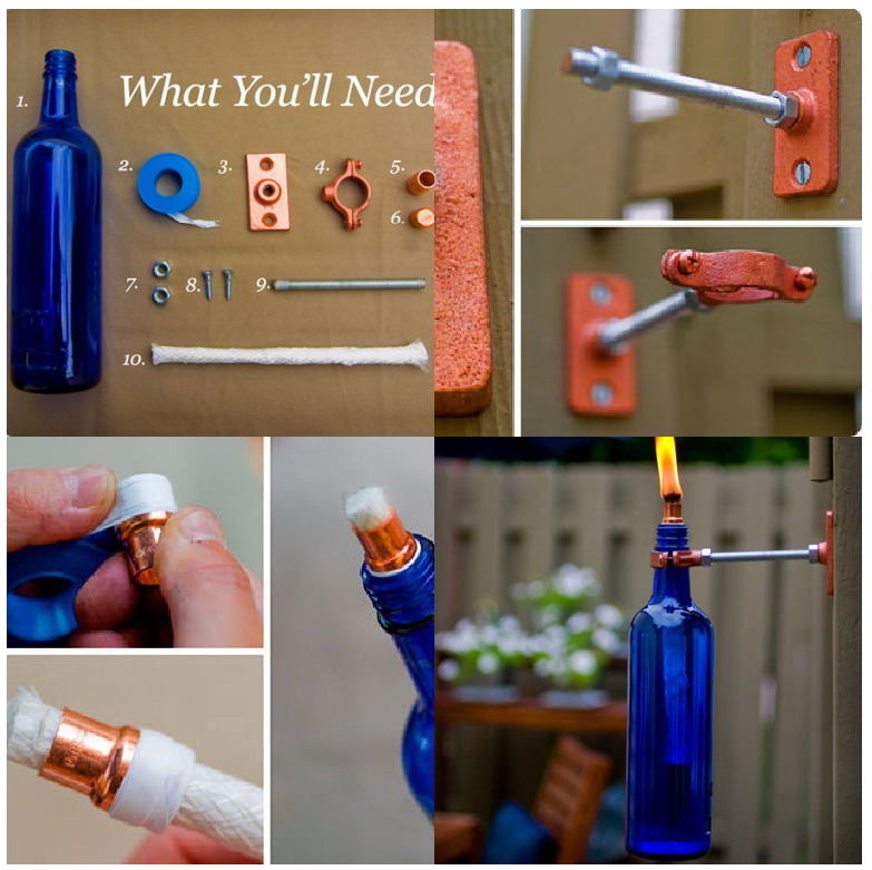 EL MUNDO DEL RECICLAJE: DIY De botella de vino a antorcha