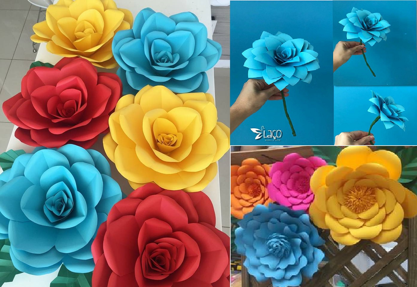 Flores Gigantes de Cartolina com molde