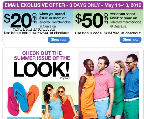 Canadian Daily Deals: Sears Canada: Exclusive Savings Promo Code Spend ...