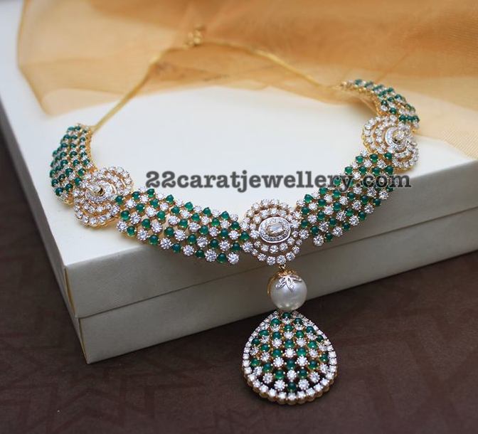 Pota Emerald Round Diamonds Set - Jewellery Designs