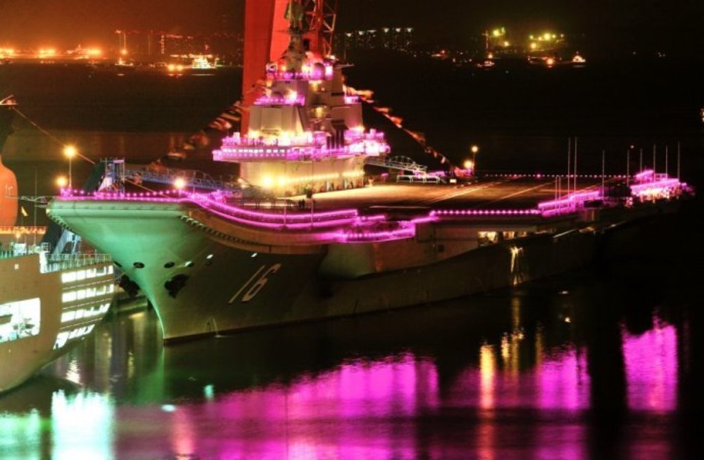 Chinese Aircraft Carrier Liaoning CV 16 Lightsup for Autumn Festival ...