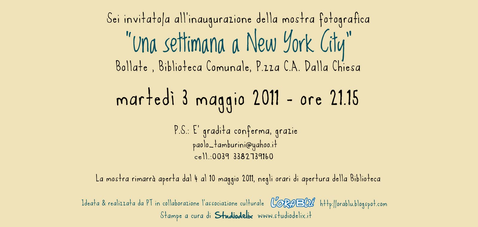 Paolo Tamburini Photography: Biglietto invito mostra New york City