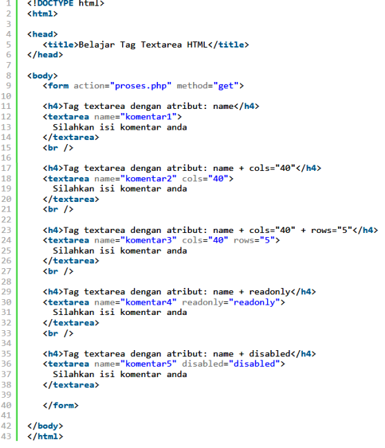 Bang Ezha Sharing: Tutorial Form HTML Part 11: Fungsi dan Cara Penggunaan Tag Textarea Form HTML