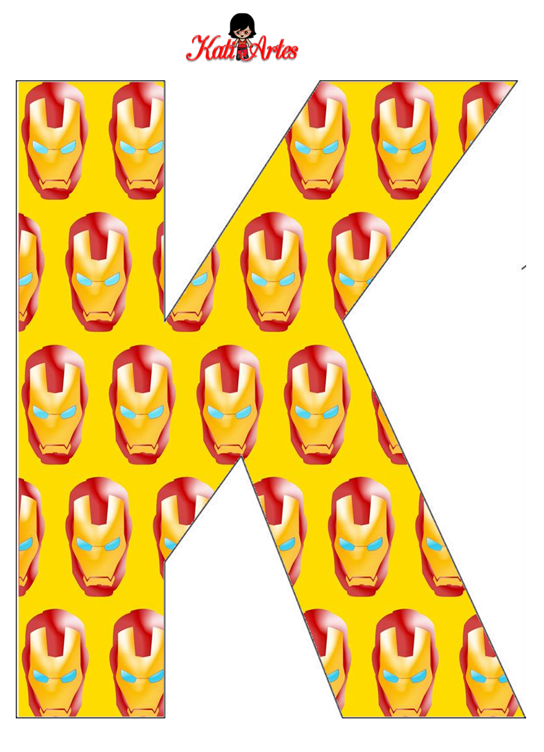 Alfabeto de Iron Man en Fondo Amarillo. - Oh my Alfabetos!