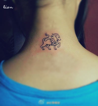 Free Tattoo Designs : Simple lion tattoo behind the neck