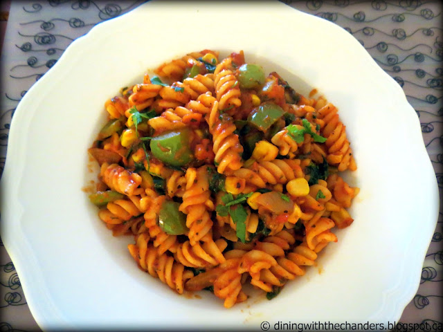 Dining with the Chanders: Curly Pasta in Marinara Sauce