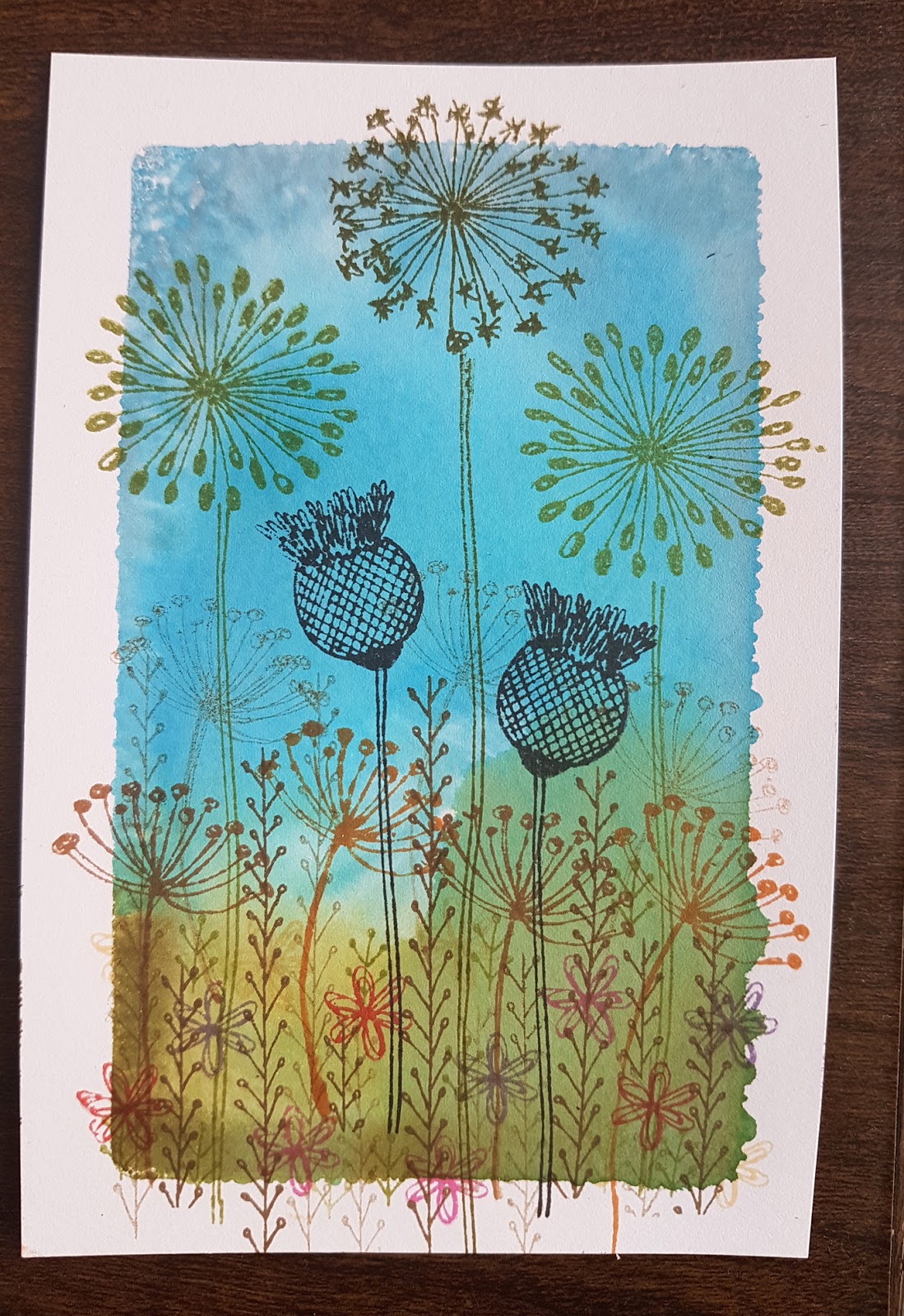 Craft Stamper Magazine: Wild Flowers in a Gelli® Plate meadow