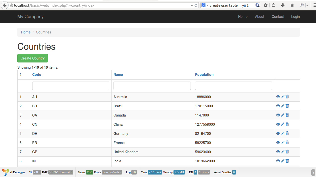 Build Crud Application Demo In Yii Framework Start Yii Step By Step Tutorials Blog