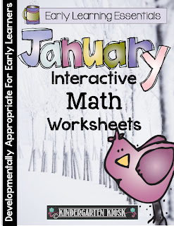 Kindergarten Kiosk: January Interactive Math Worksheets