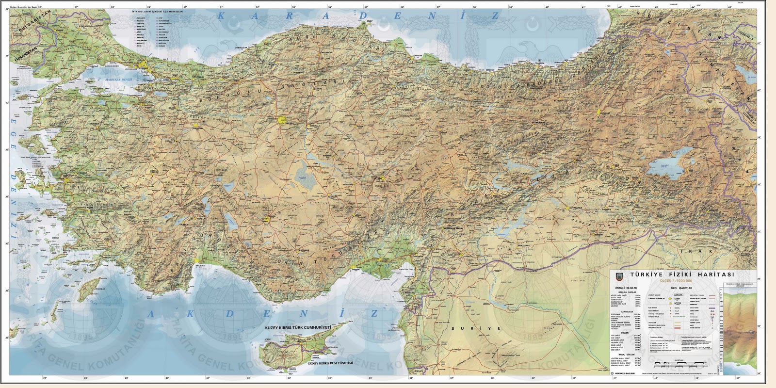 Large Physical Map of Turkey ~ Turkey Physical Political Maps of the City