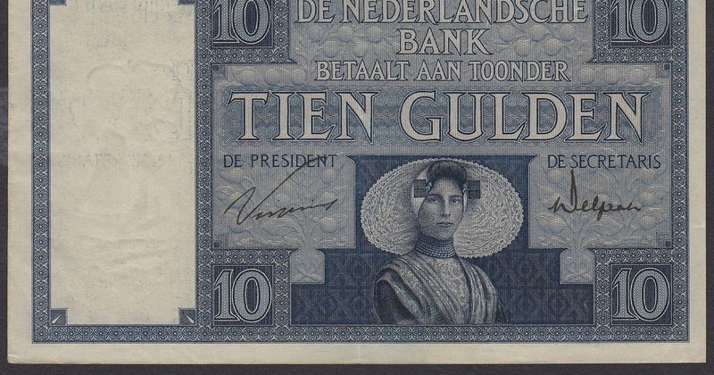 Netherlands banknotes 10 Gulden note of 1927 Peasant woman from Zeeland ...