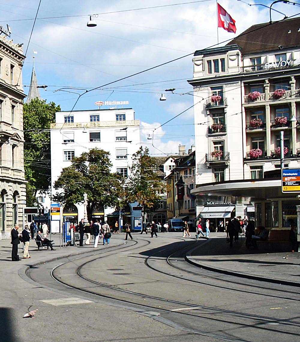 Stock Pictures: Trams and Tramlines in Zurich Switzerland
