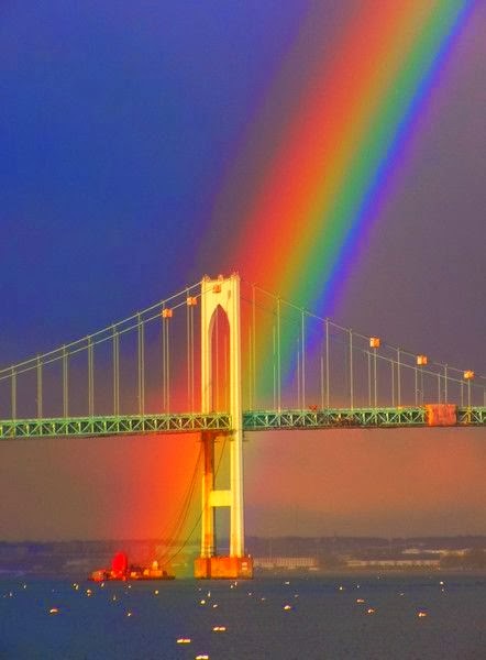 Astonishing World: Rainbow over a Bridge - Rhode Island