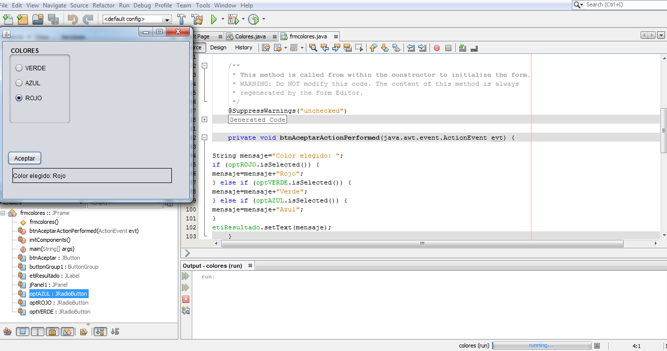 PROGRAMACION JAVA CIES: BOTONES DE OPCION JAVA II