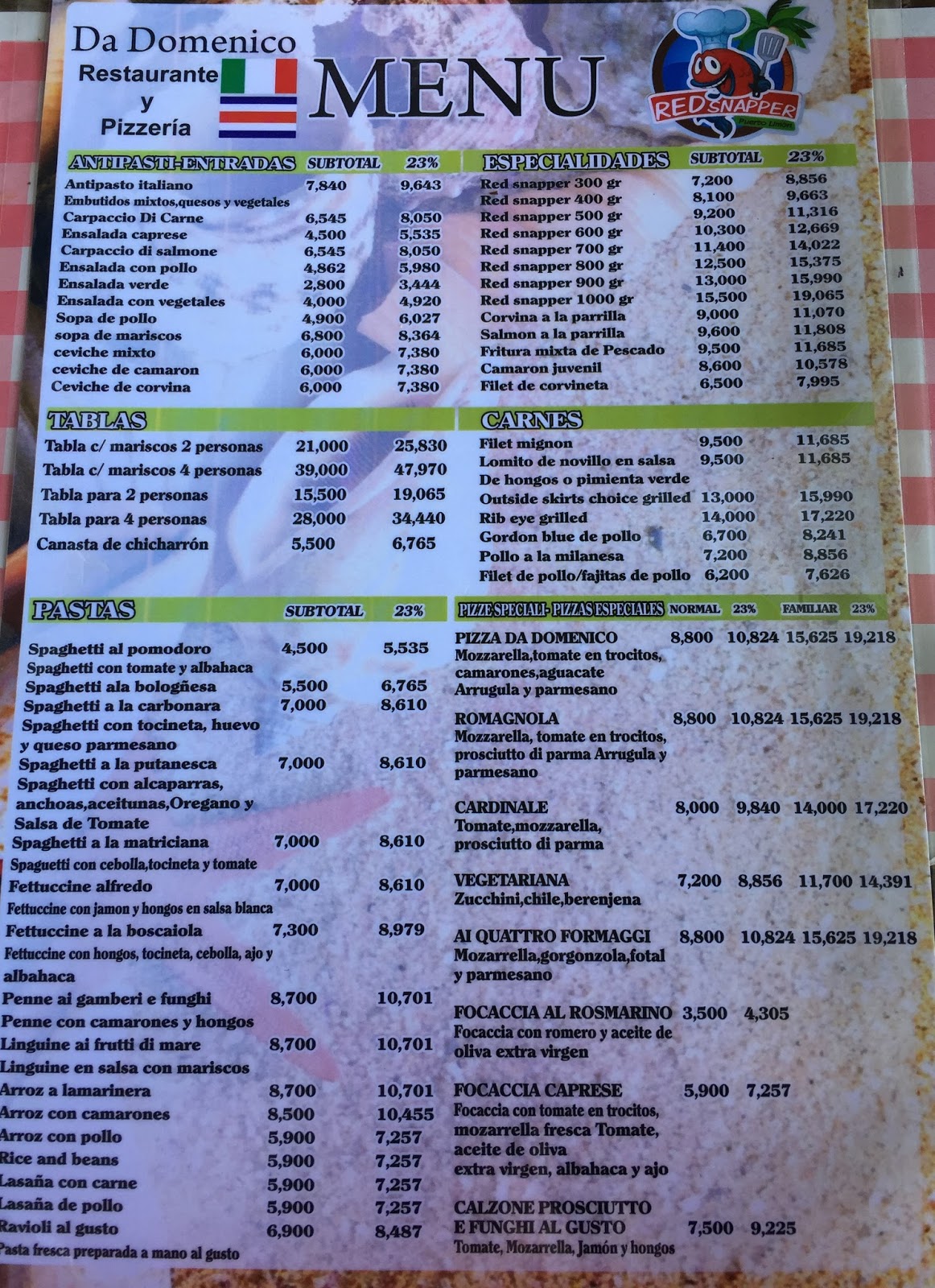 Deb's Days: Red Snapper Restaurant in Limon, Costa Rica