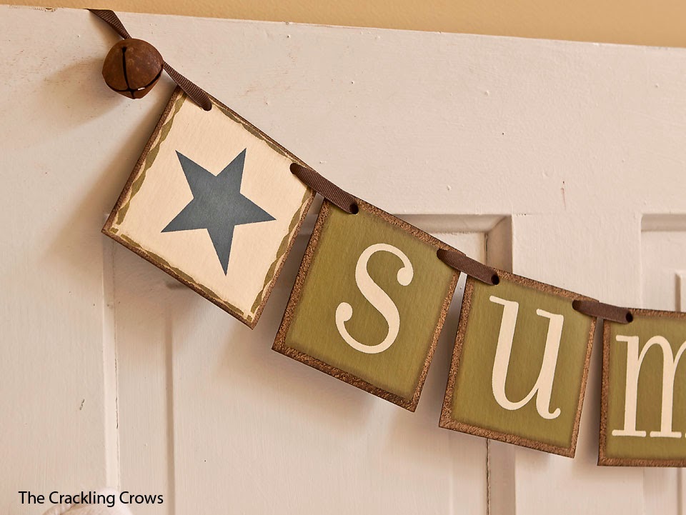 SUMMER BANNER WITH BLUE STARS*