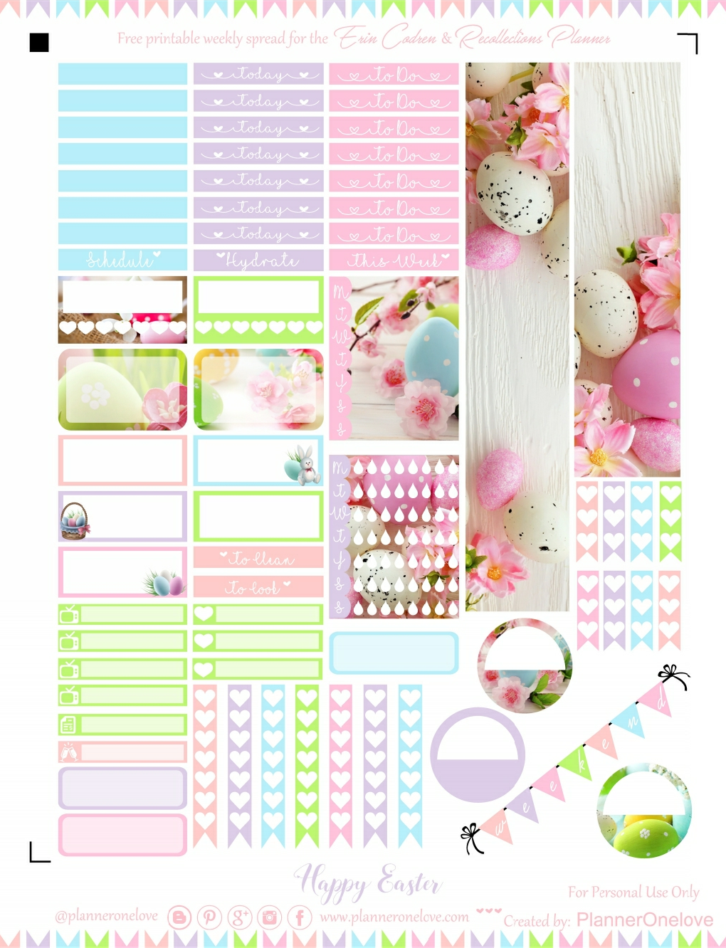 Free Happy Easter Printable Planner Stickers For The Erin Condren ...