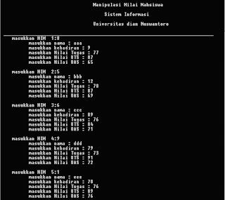 kumpulan materi kuliah Sistem Informasi: Array dan sorting Input Nilai