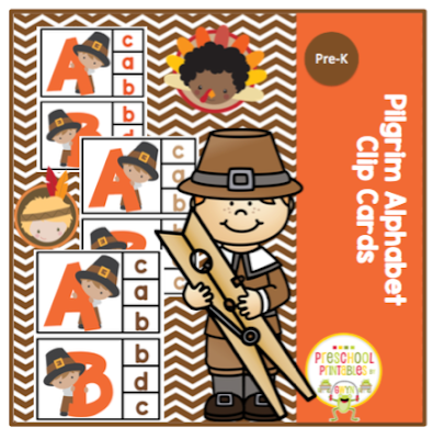 Pilgrim Alphabet Clip Cards- Matching upper with lowercase ~ Preschool ...