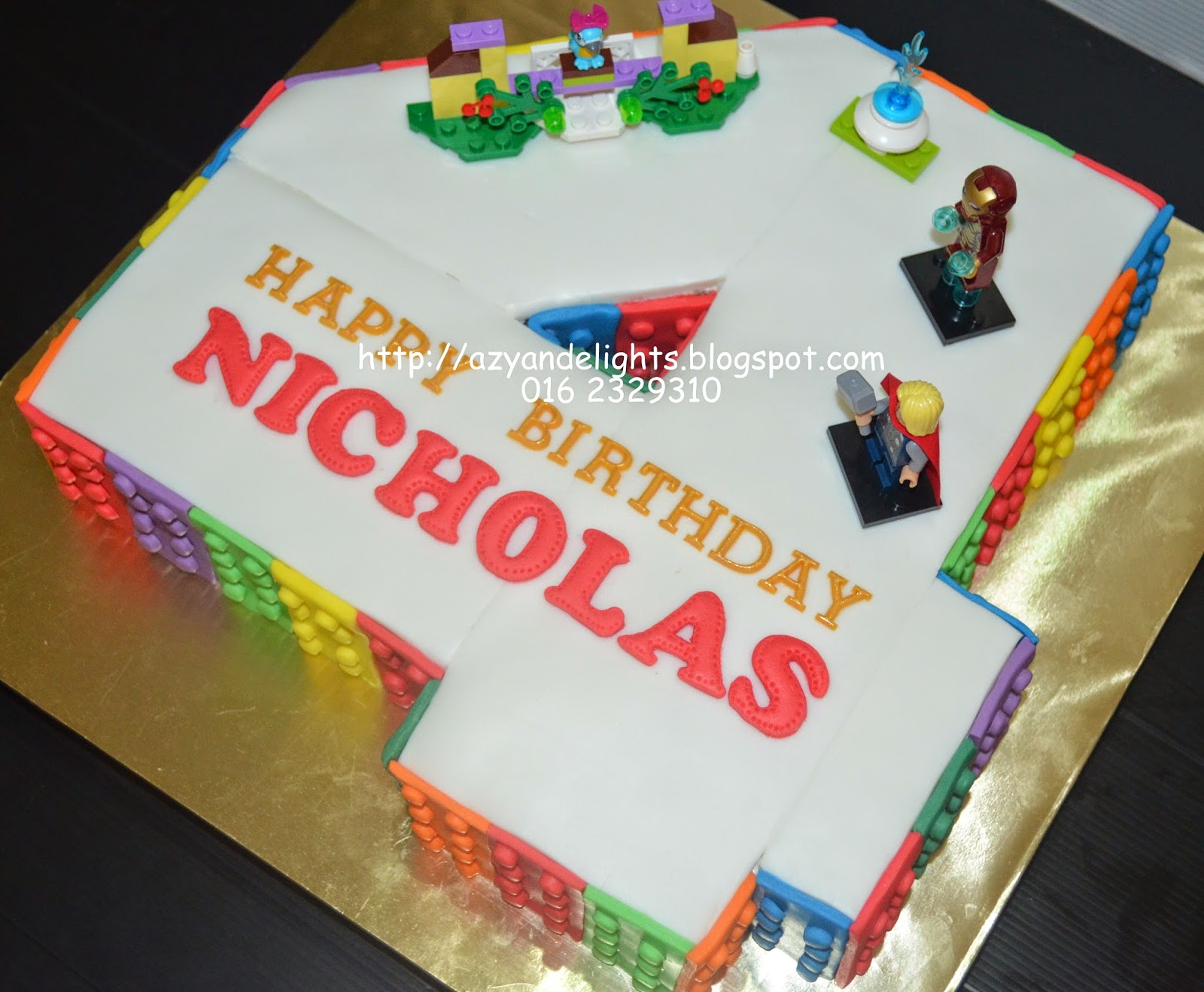 Azyandelights: Number 4 Lego Cake