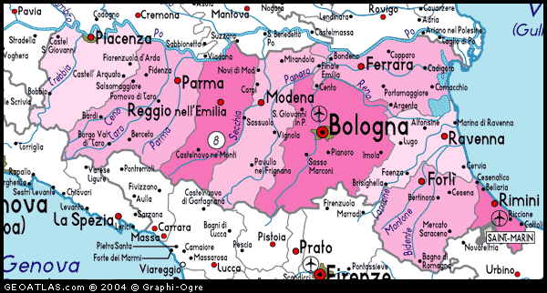 Emilia Romagna Cartina della Città | Mappa Cartina Italia Geografica ...