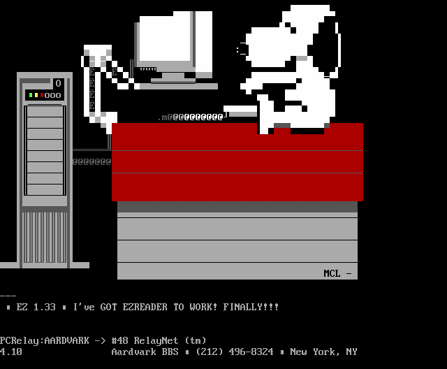 Snoopy and his computer (ansi art)