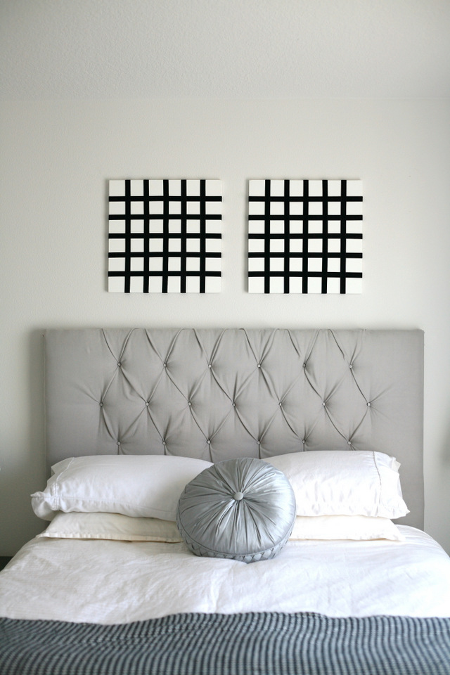 DIY Windowpane pattern wall art tutorial with ribbon / Create / Enjoy