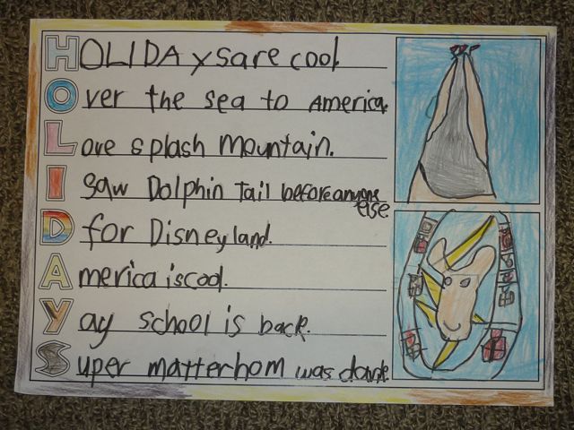 Miss Baker's Beaut Bunch: Look at our holiday acrostic poems!