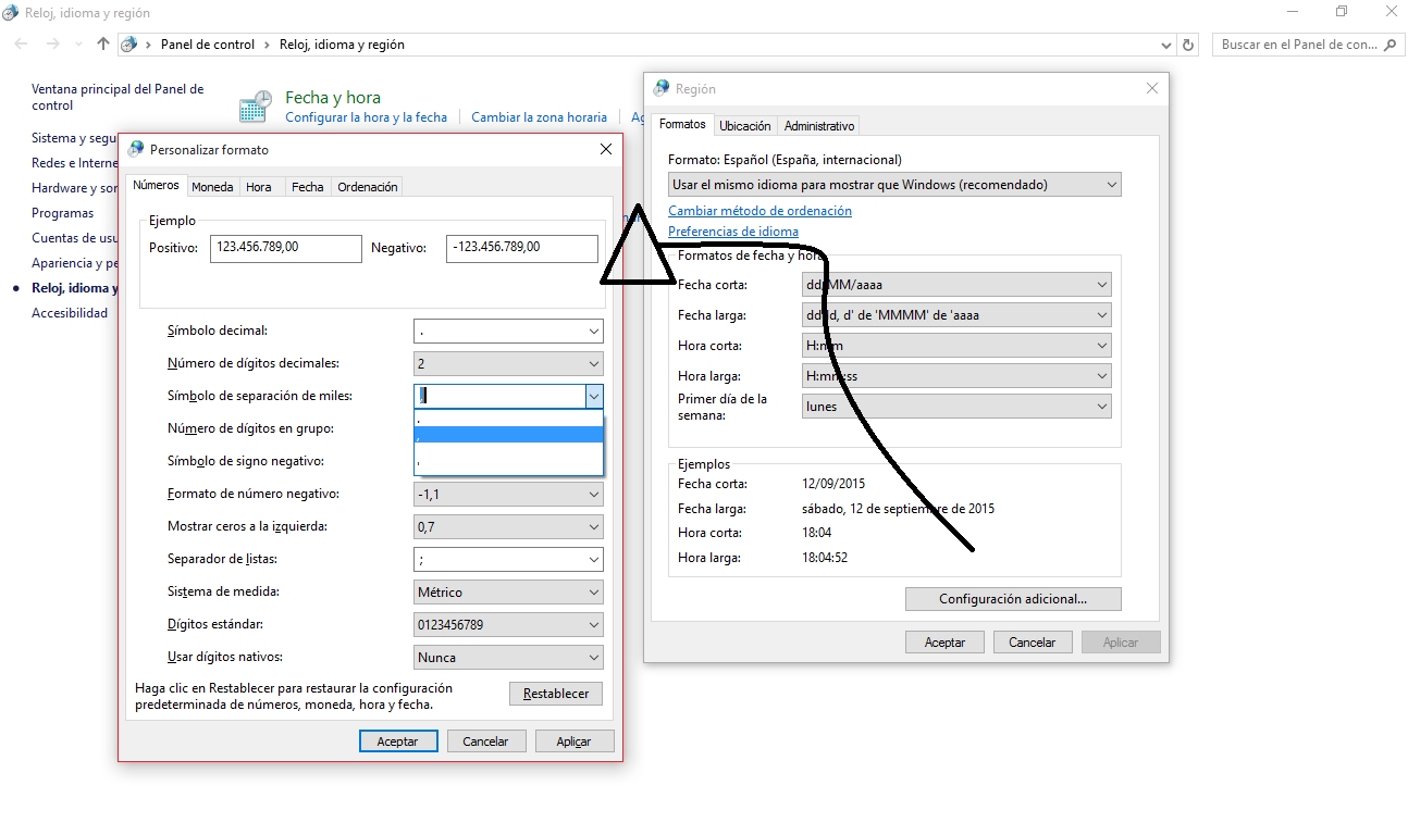 ¿ Como cambiar el separador decimal en Windows 10? ~ carlos-mau!