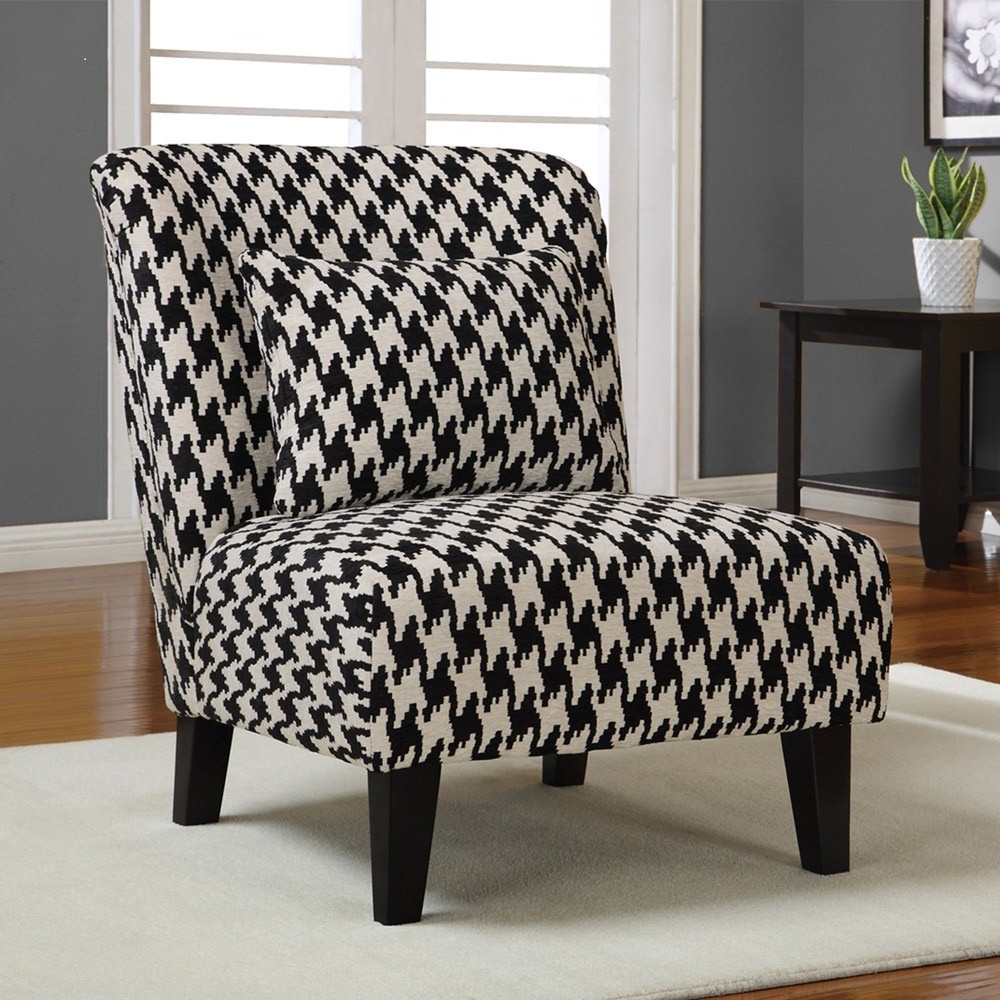 Maggie's Room: Armless Houndstooth Chenille Accent Chair