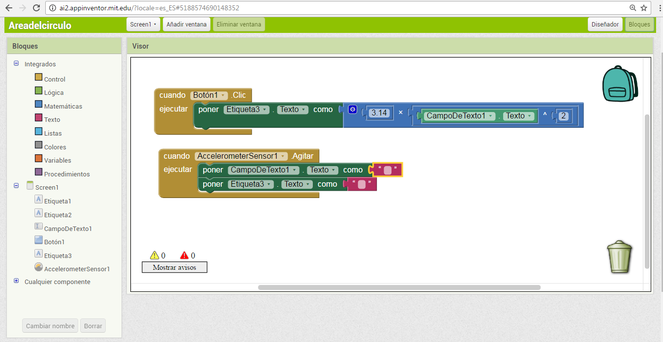 Blog tico de Juan: Área del círculo con app inventor