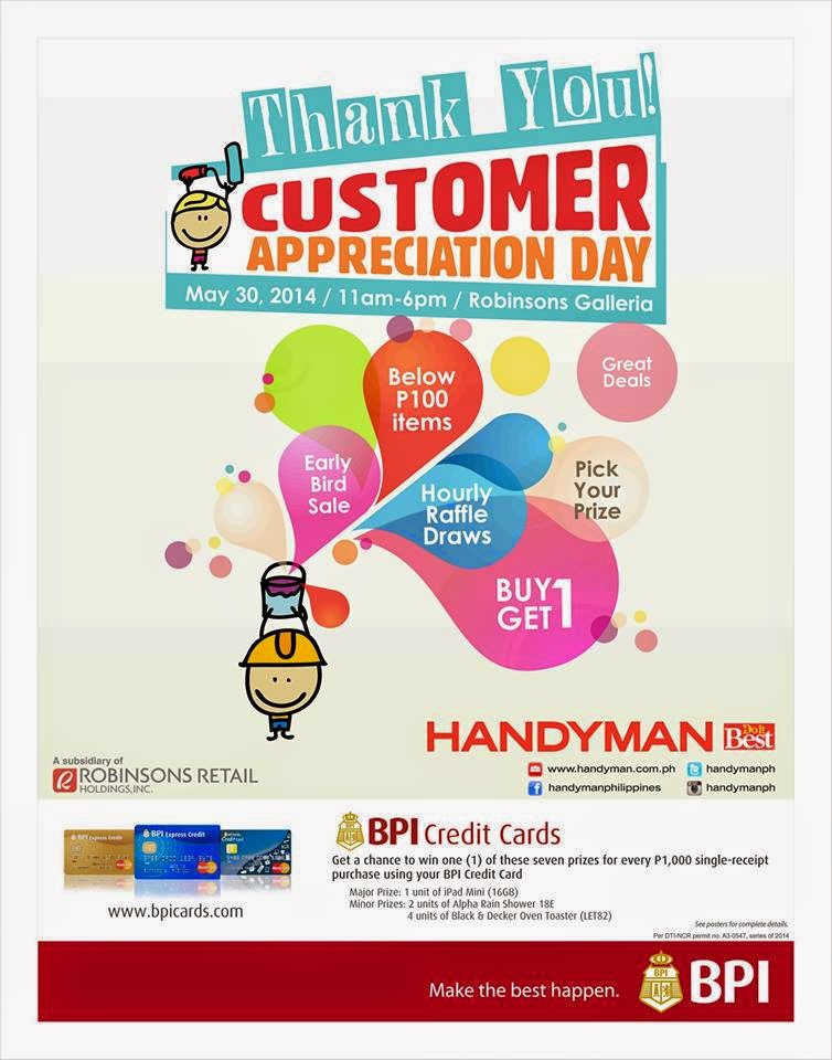 Manila Shopper: Handyman's Customer Appreciation Day Sale: May 30 2014