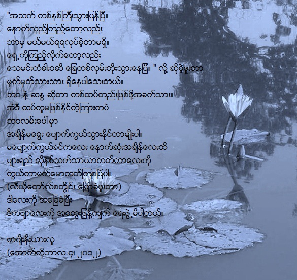 Virginia Lu: Myanmar Poem (Conclusions Which Has No Chance To End)