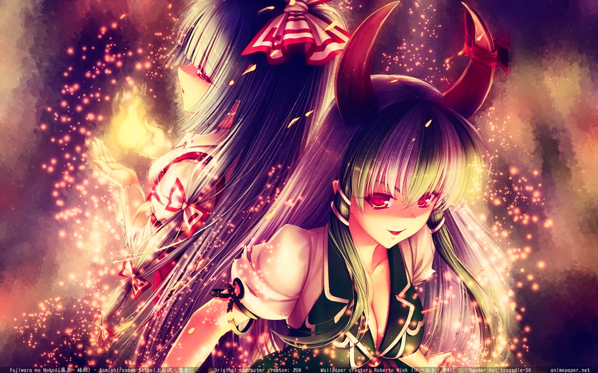 Touhou Anime Girls Horn Fujiwara 8k Hd Wallpaper