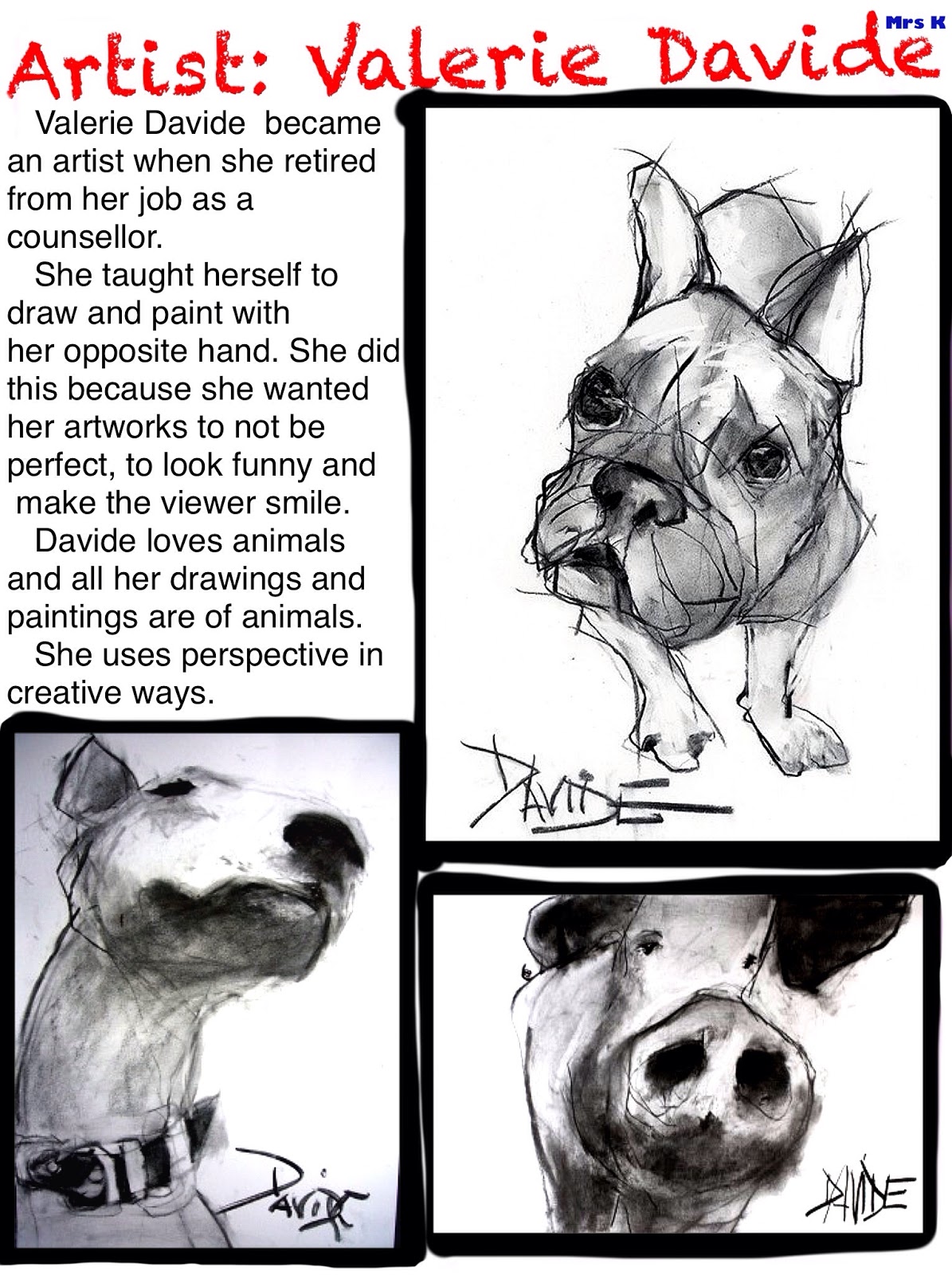 One Point Perspective - Charcoal Distorted Animals.