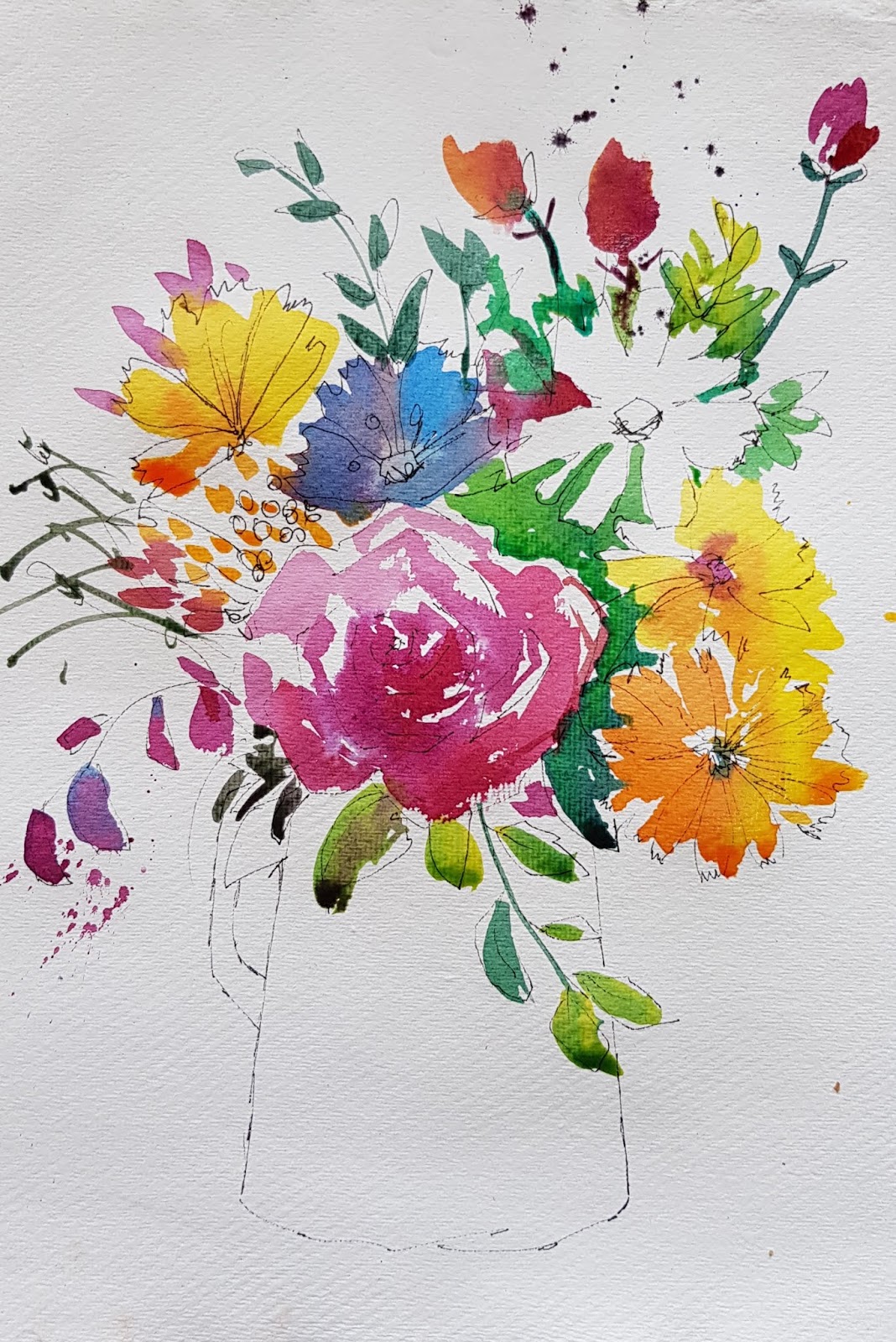 ColourCraft: Bright flowers in a vase using Colourcraft acrylic inks by ...