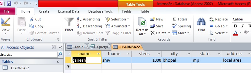 How to create tables from SQL queries in Microsoft Access in hindi