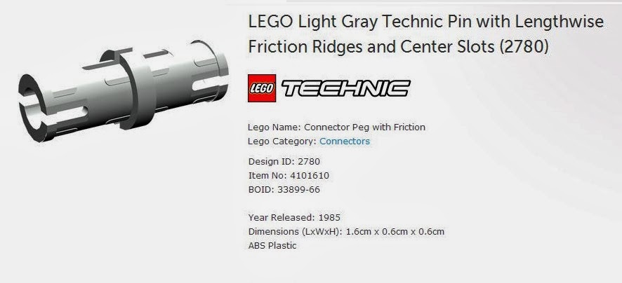 Lego 2780 Technic CONNECTOR PEG Pin w. Lengthwise Friction Ridges ...