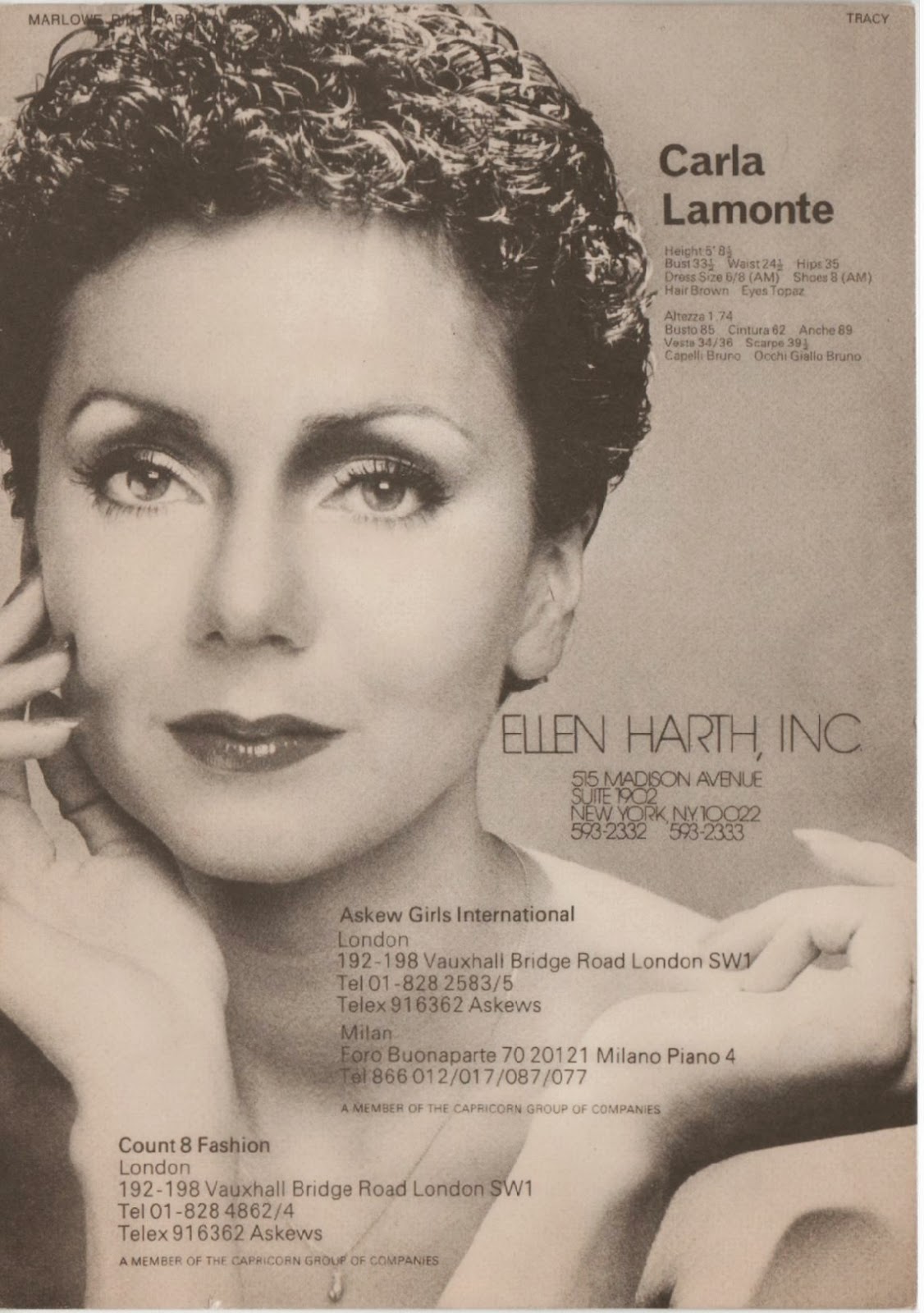 Carla Lamonte: Carla Lamonte Top Runway Model of the 1970's