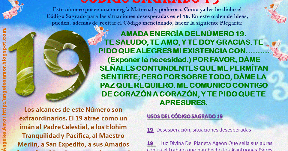 Ángeles Amor: MENSAJE SOBRE NUMERO 19 POR AGESTA