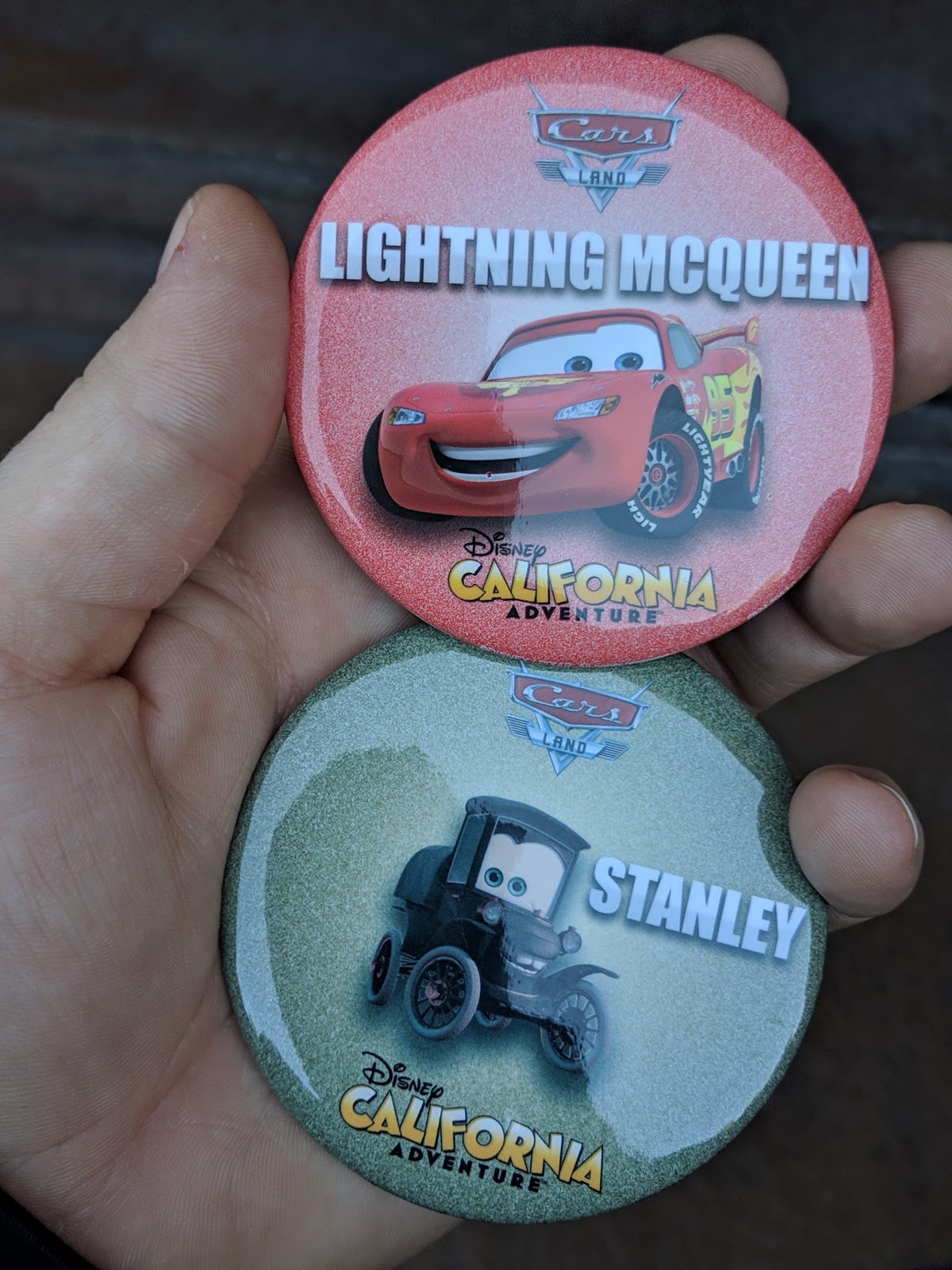 Lightning McQueen And Stanley Buttons - Disney's California Adventure ...