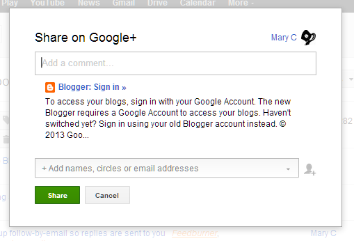 Stop Blogger offering to share your posts to Google+ | Blogger-Hints ...