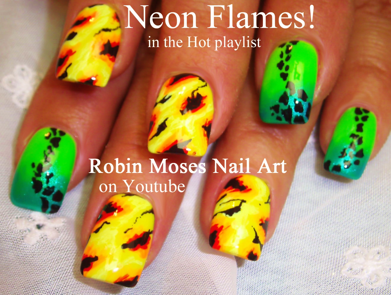 Nail Art by Robin Moses: Neon SUMMER Ombre Splatter Paint Nail Design!