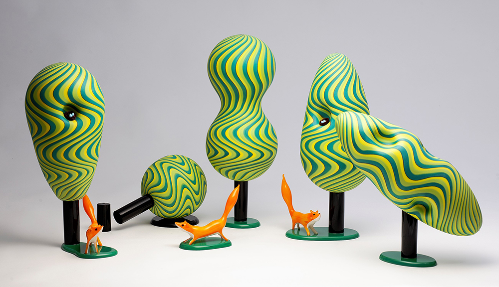 Super Punch: "Busy Forest" glass sculpture