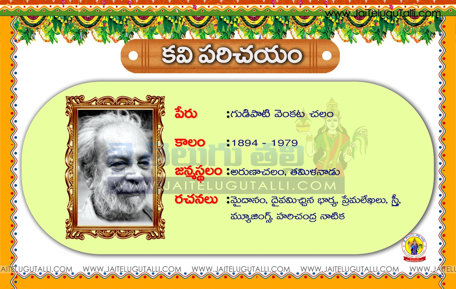 Gudipati Venkata Chalam Images Telugu kavula Parichayam Images ...