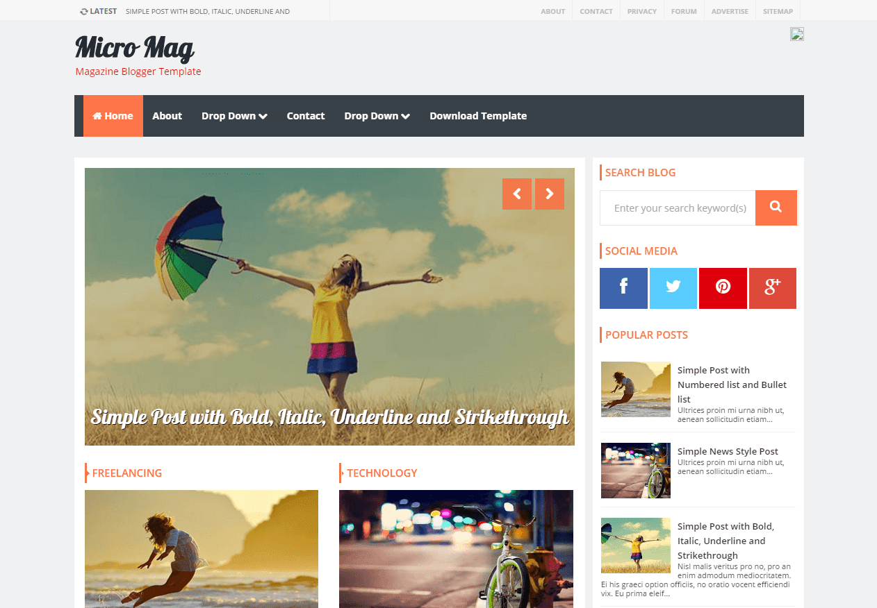 Micro Mag Blogger Template - Wonderful Templates